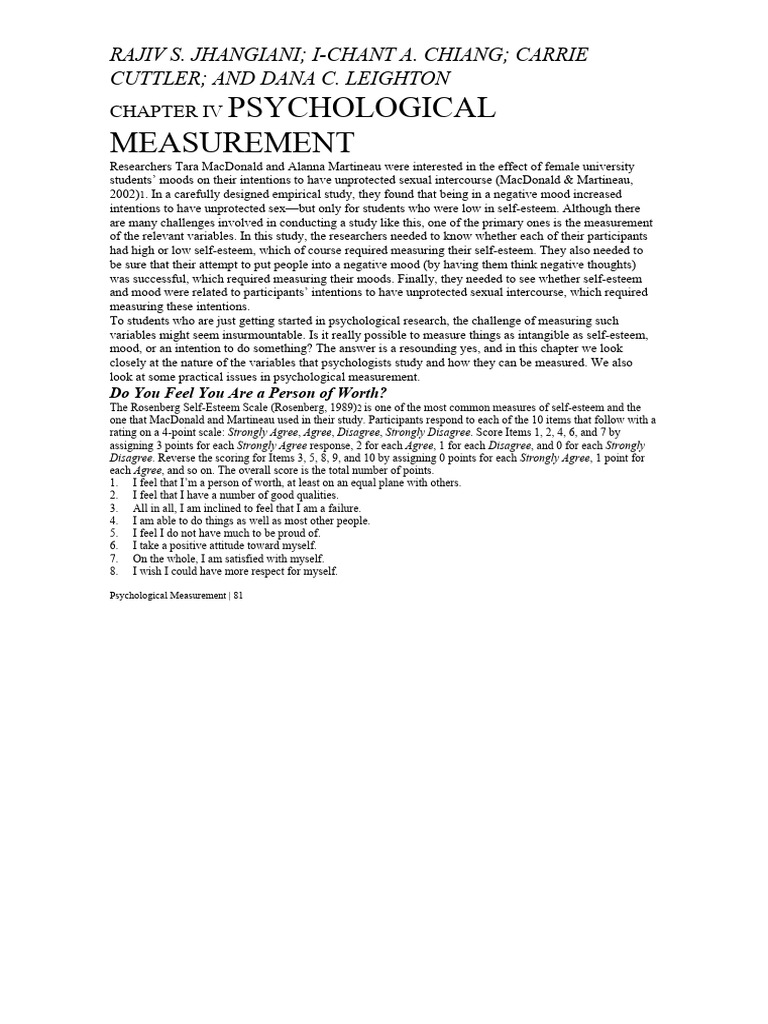 Chapter Iv Psychological Measurement | PDF | Extraversion And ...