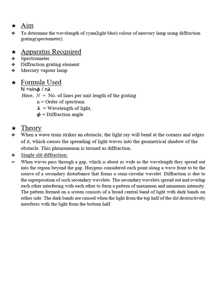 Experiment 4 - Physics | PDF | Diffraction | Wavelength