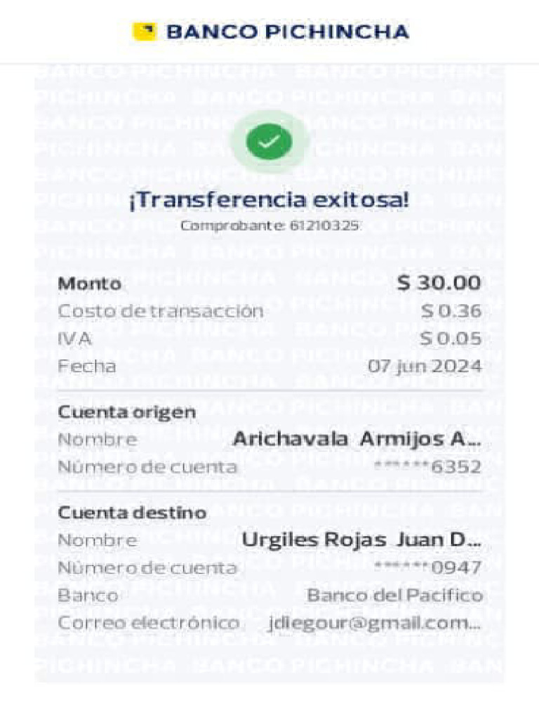 Comprobante De Transferencia Banco Pichincha Pdf Finanzas Y Dinero