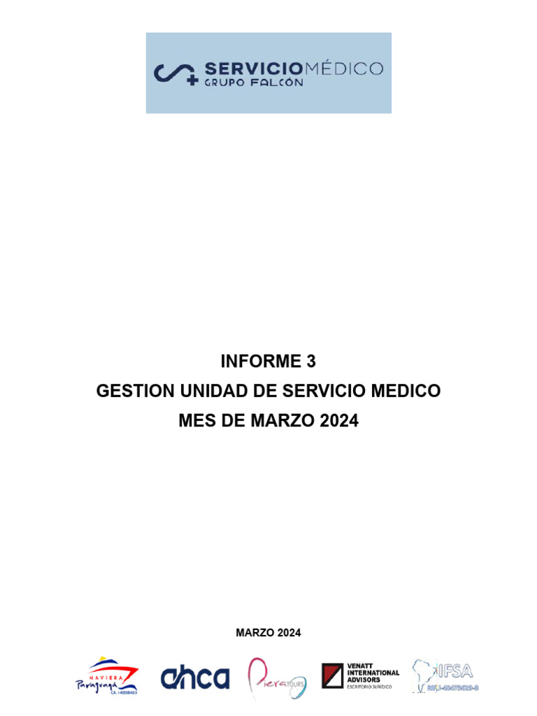 INFORME DE GESTION SERVICIO MEDICO CORRESPONDIENTE AL MES DE MARZO 2024(1) | PDF ...