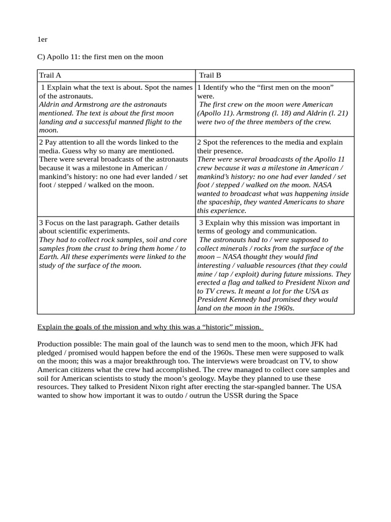 C CE Apollo 11 Corrigé | PDF | Apollo 11 | Moon