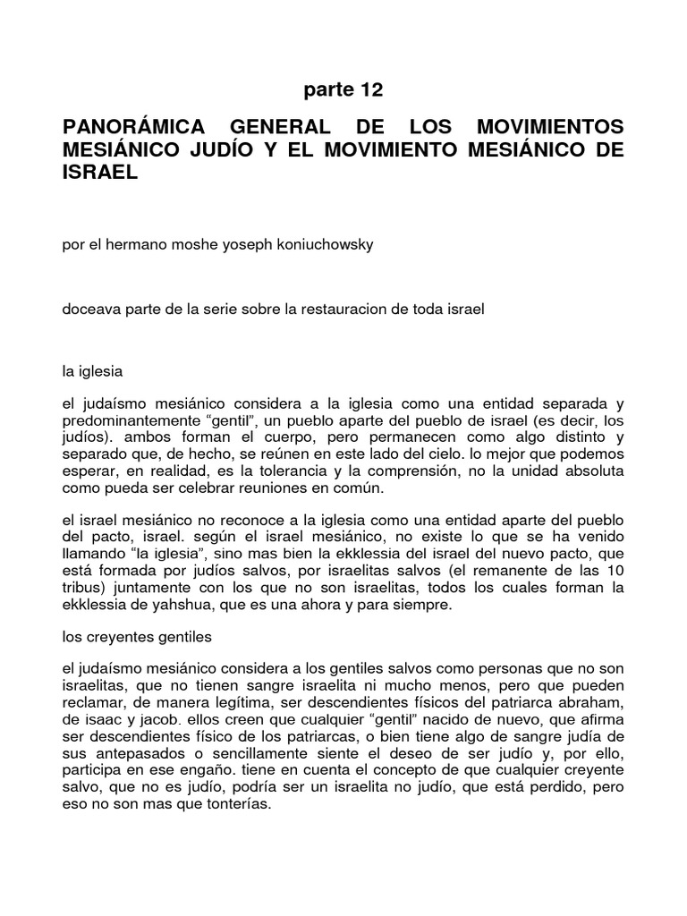 12.- Panoráma Gral de los Movimientos Mesiánico Judío y Mesiánico de ...