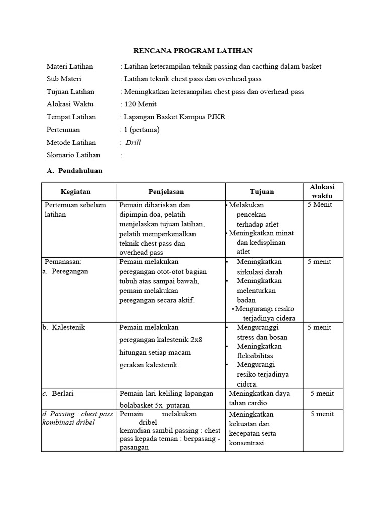 Program Latihan Basket 2023 | PDF
