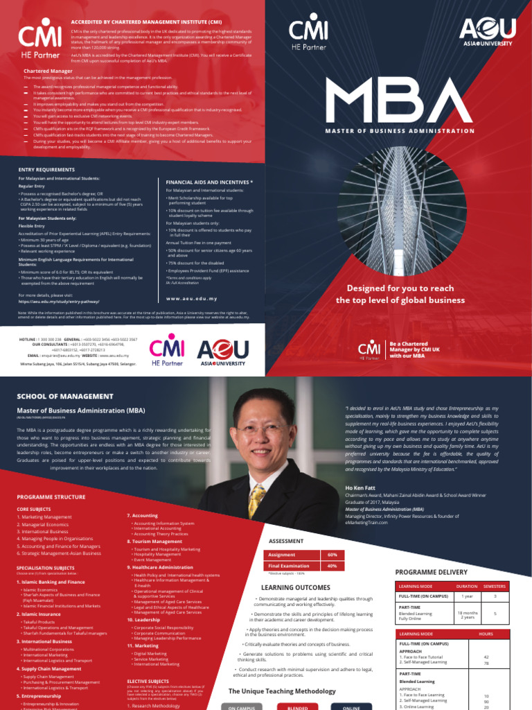 Brochure-MBA-2020 Finale Compressed | PDF | Master Of Business Administration | Academic Degree
