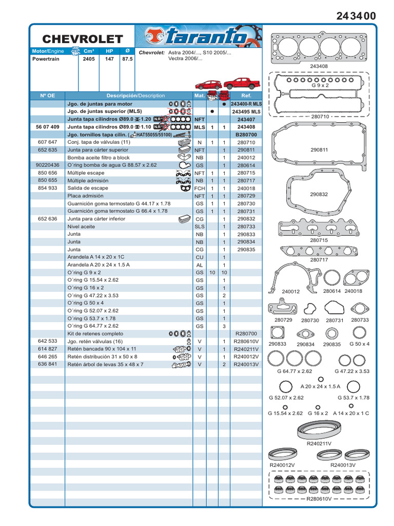 Componentes de Motor Chevrolet 2004-2006 | PDF | Motores