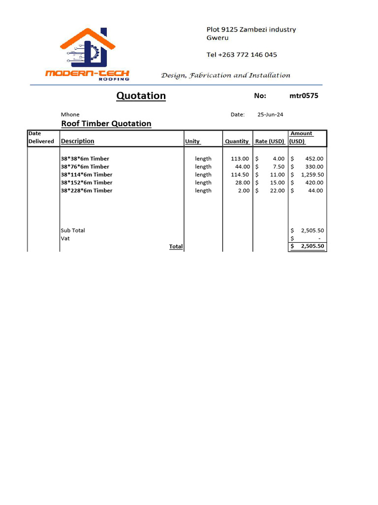 Mhone Roof Quotations Concrete Tiles | PDF | Screw | Structural Engineering