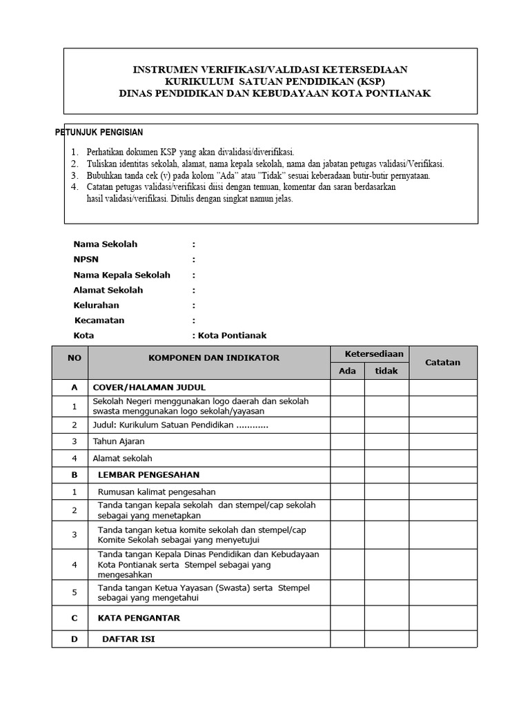 INSTRUMEN VALIDASI KSP 2024 (Fix) | PDF