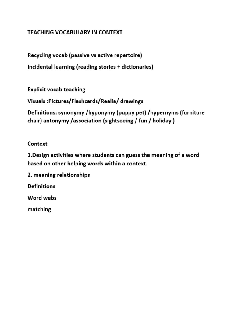 Teaching Vocabulary in Context | PDF | Philosophy | Language Arts ...