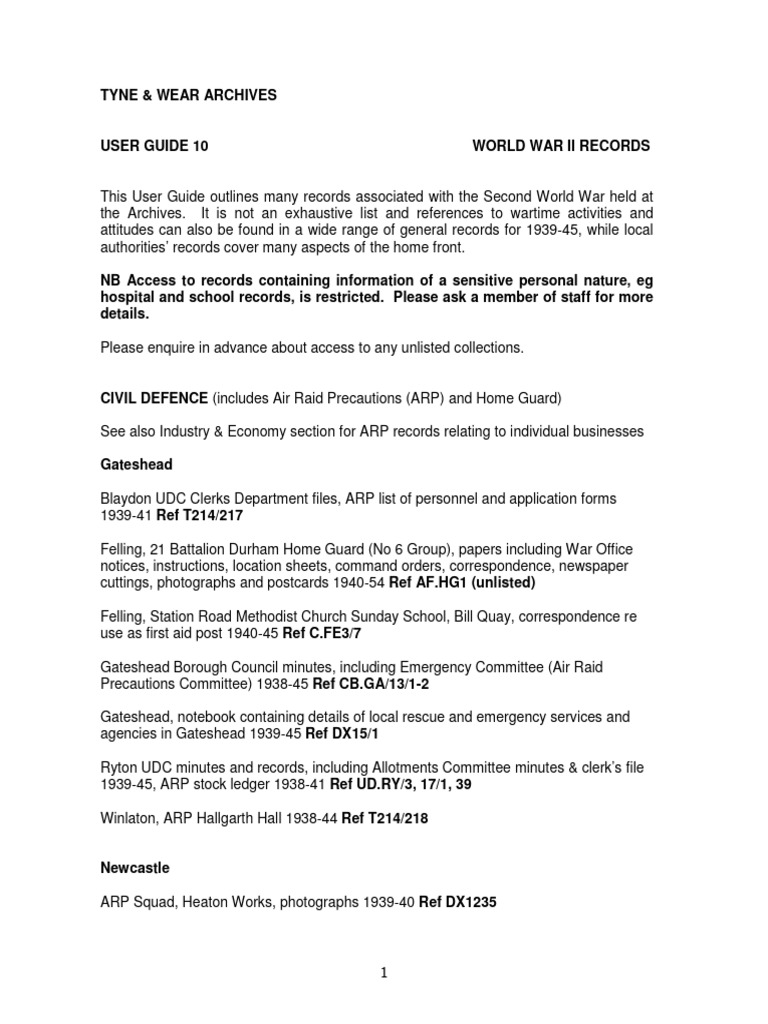 WWII Civil Defense Records Overview | PDF | Civil Defense | Military
