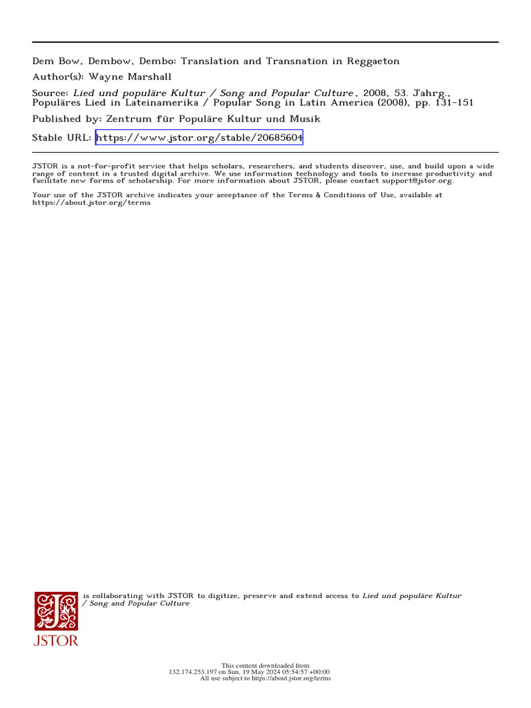 Dem Bow, Dembow, Dembo | PDF | Reggae | Jamaican Music