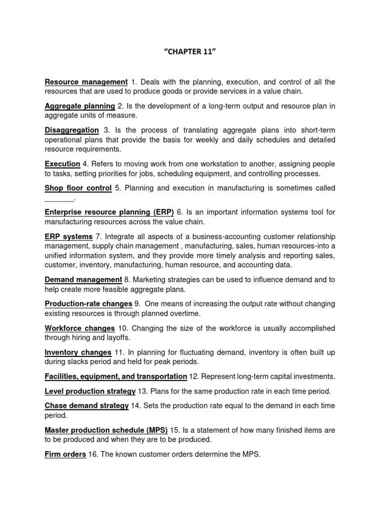 Reviewer Chapter 11 TQM | PDF | Inventory | Enterprise Resource Planning