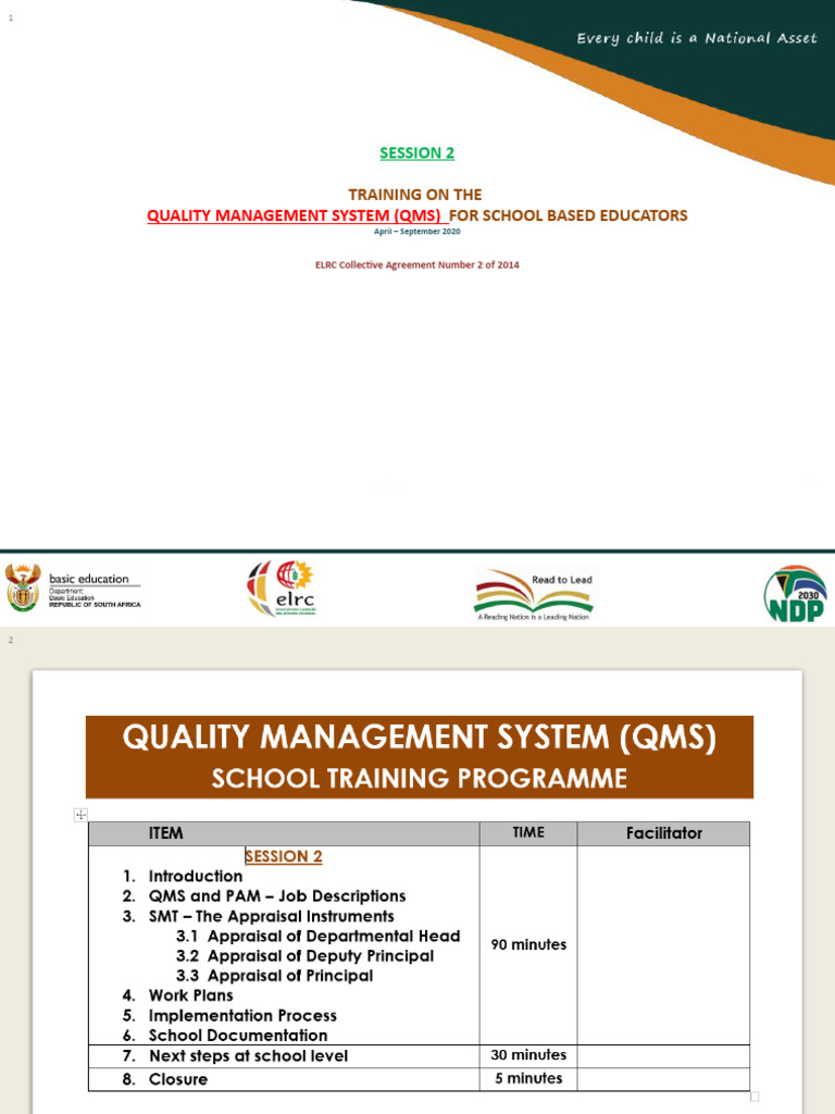 Presentation - QMS School Training Toolkit - Session 2 - 170220 | PDF | Quality Management ...