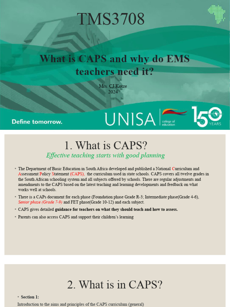 Understanding CAPS for EMS Teachers | PDF | Curriculum | Behavior ...