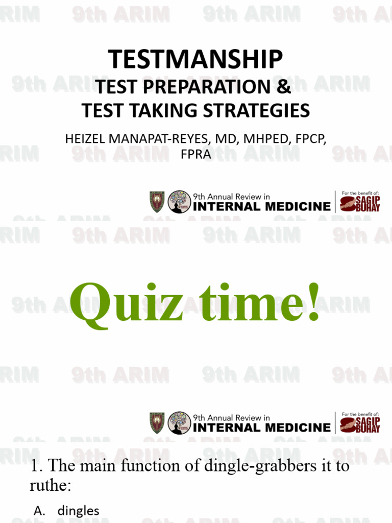 Day 1 - 00 PSBIM Review 2017 - Lecture - Testmanship | PDF | Multiple ...