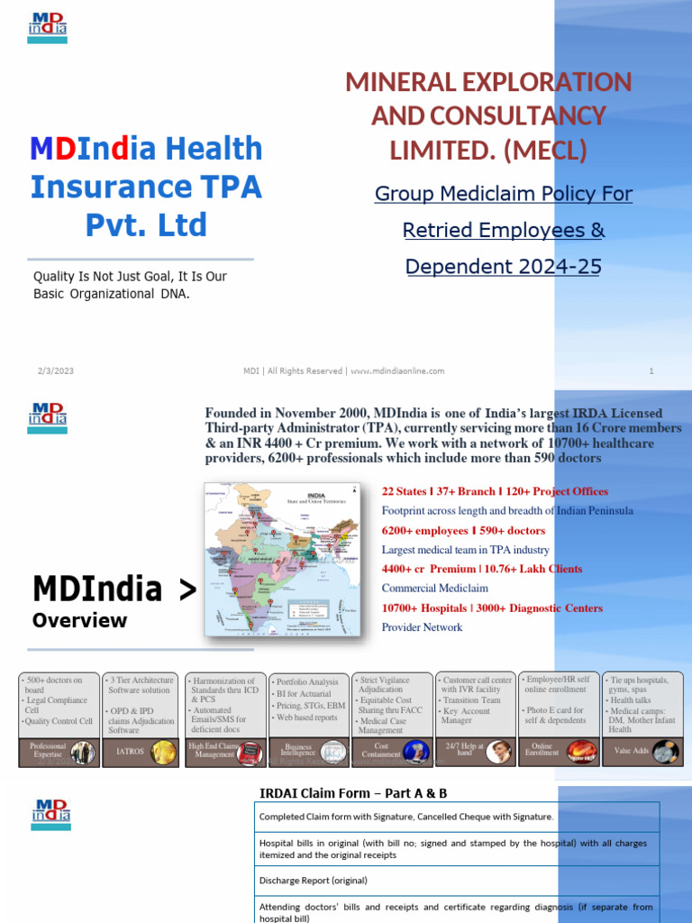 MDIndia Health Insurance TPA PVT - Chat Bot - MECL | PDF | Hospital ...