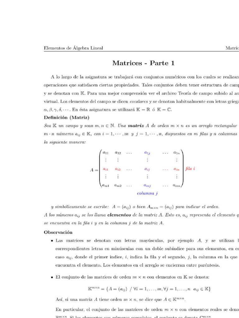 Matrices - Parte 1 | PDF