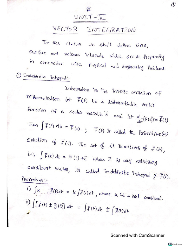 UNIT-5 - Vector Integration | PDF
