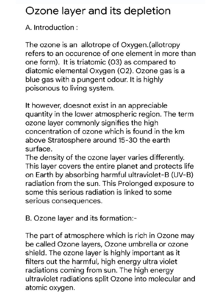 Ozone Layer & Its Depletion | PDF