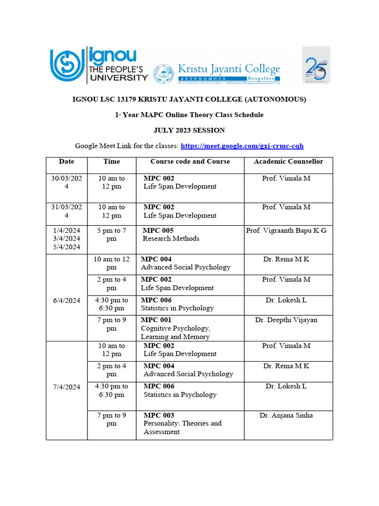 Ignou Lsc 13179 Psychology Theory and Pratical Schedule March April 2024 | PDF | Psychology ...