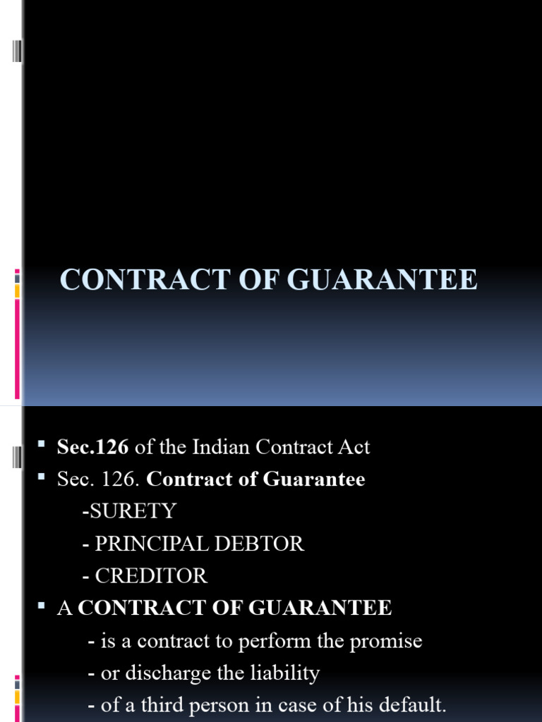 Contract of Guarantee | PDF | Guarantee | Surety