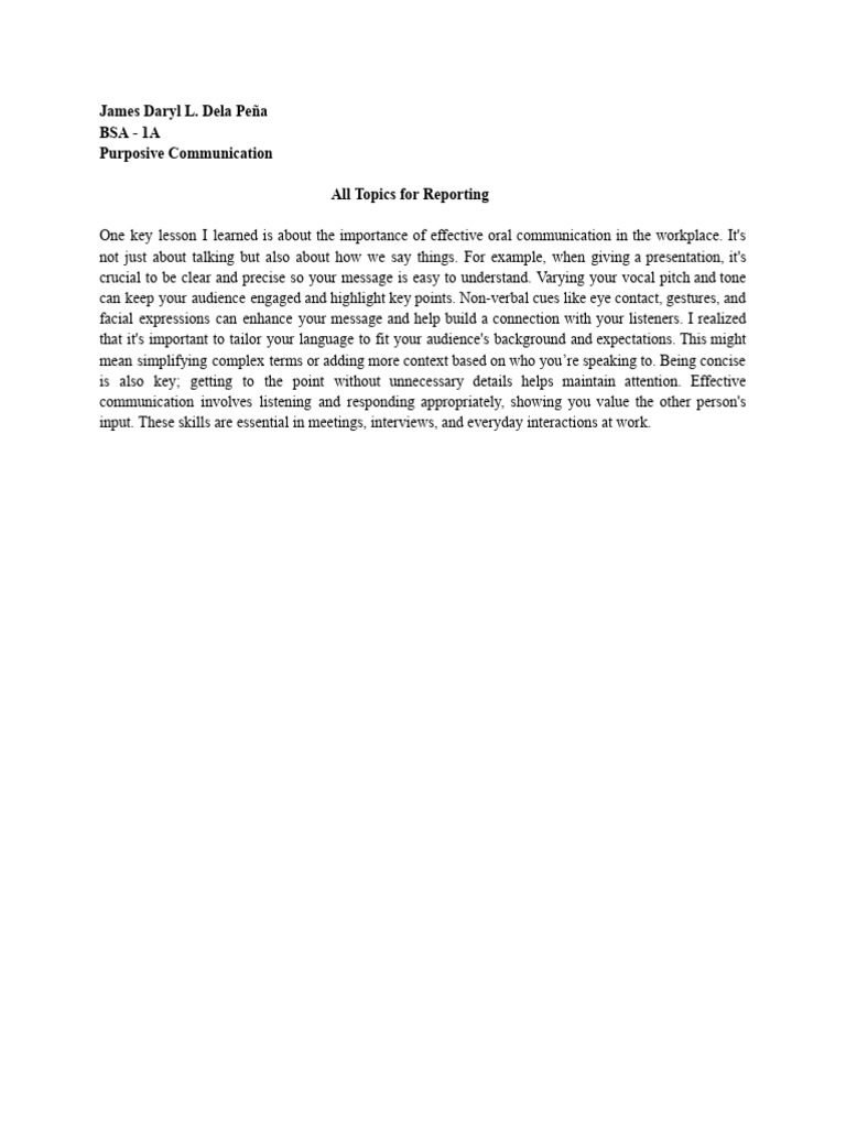 Purposive Communication All Topics For Reporting | PDF | Social Science