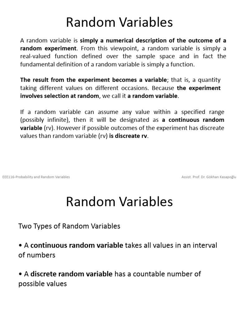 Understanding Random Variables and CDF | PDF | Random Variable ...