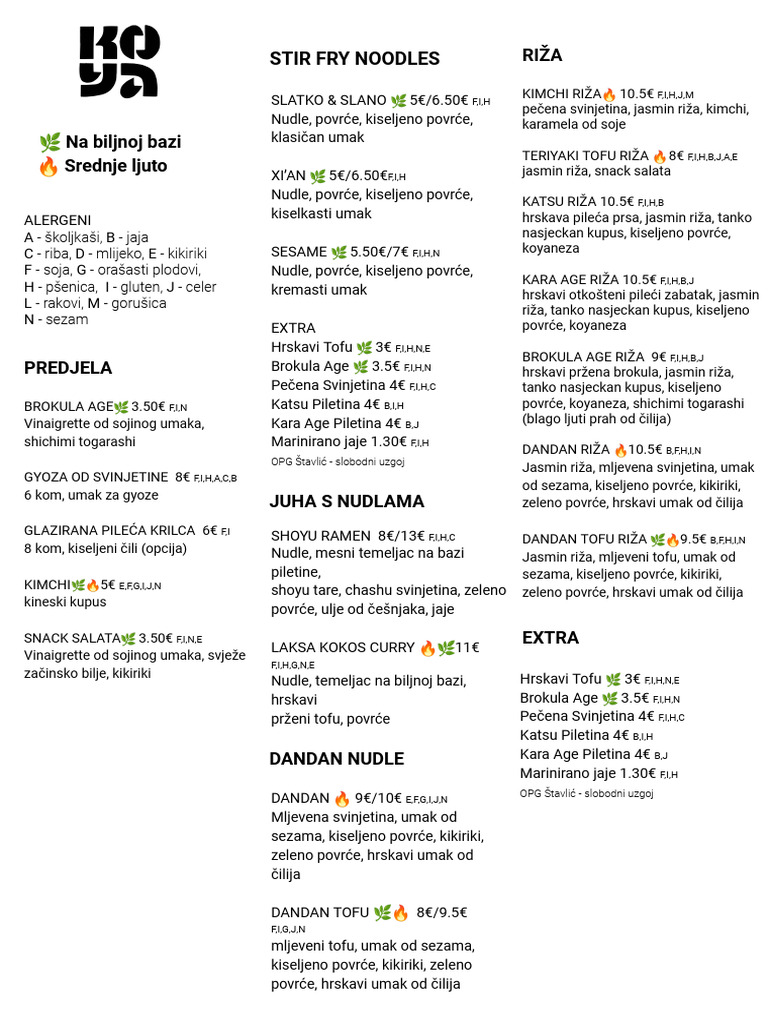 Koya Menu HR | PDF
