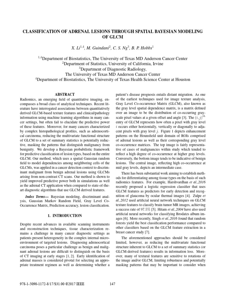 17.1 Classification of Adrenal Lesions Through Spatial Bayesian ... 17.1 Classification of Adrenal Lesions Through Spatial Bayesian ...