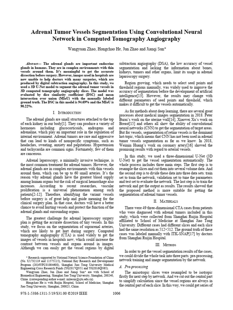 19.3 Adrenal Tumor Vessels Segmentation Using Convolutional Neural Network in Computed ...