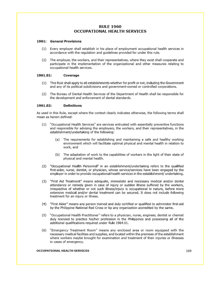 Lesson 16 - Rule 1960_occupational Health Services | Download Free PDF ...