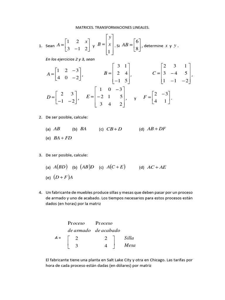 Matrices, T.L. | PDF | Matriz (Matemáticas) | Funciones y mapeos