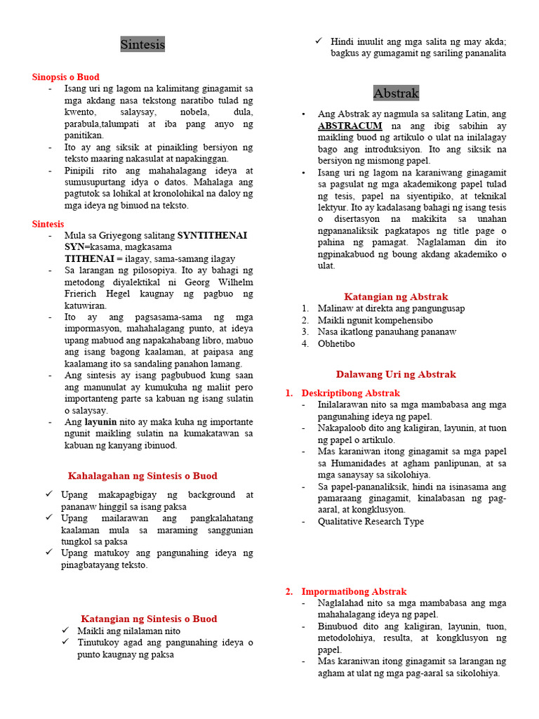 Filipino 2q Reviewer | PDF