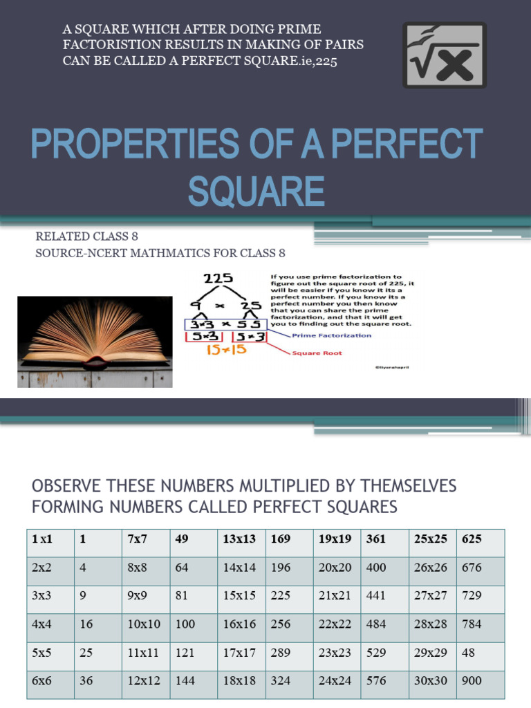 Properties of Perfect Squares Explained | PDF