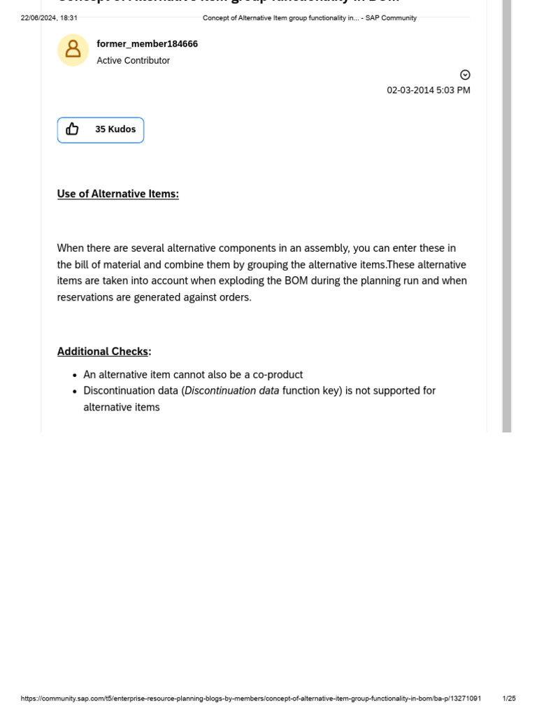 Alternative Item Group in BOM Explained | PDF | Computing