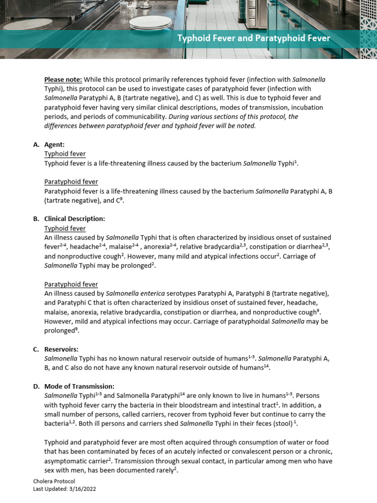 Typhoid and Paratyphoid Fever Protocol | PDF | Salmonella | Health Sciences