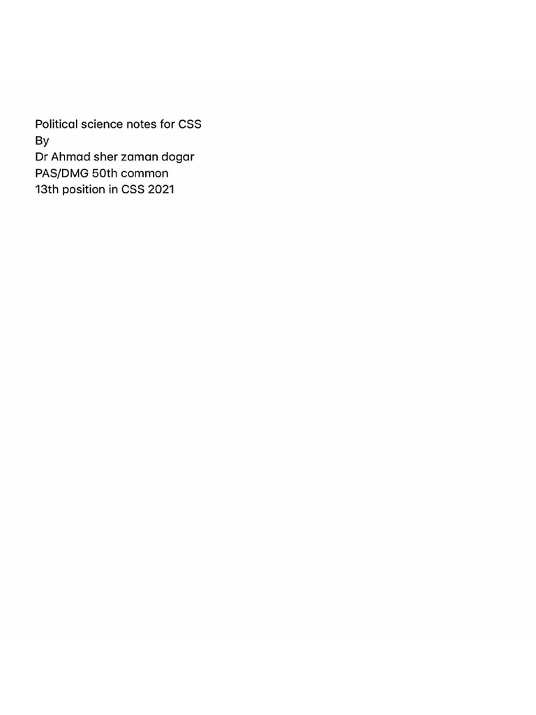 Political Science Notes of DR Sher Zaman | PDF