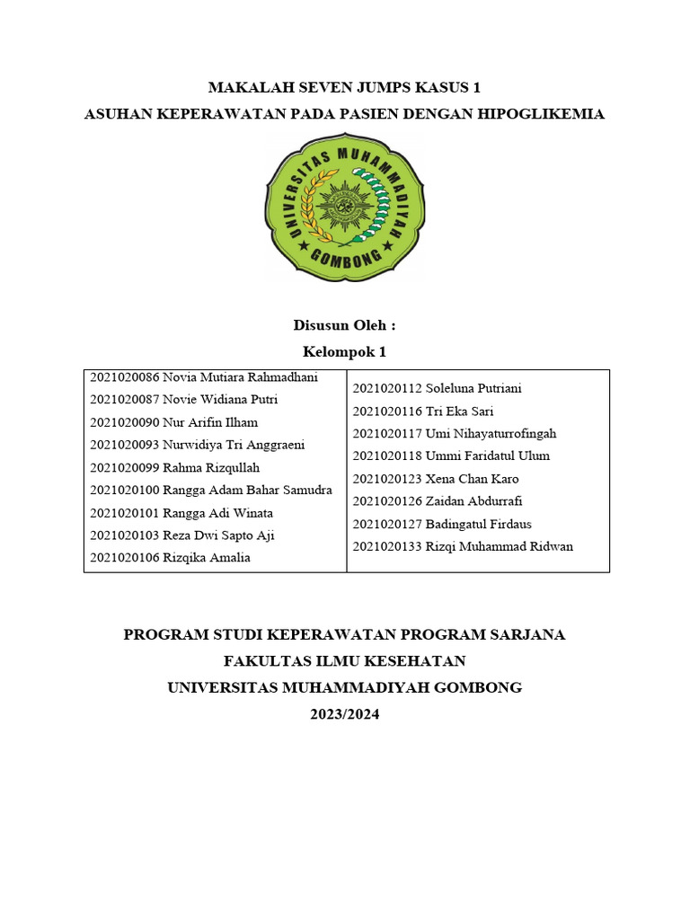 Seven Jump Askep Hipoglikemia | PDF