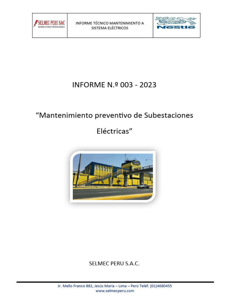 Informe 003-2023 Mantenimiento de Subestaciones Electricas. | PDF | Transformador | Aislador ...