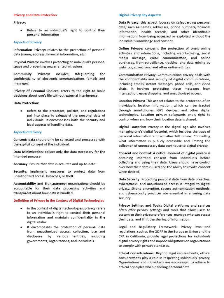 Privacy and Data Protection | PDF | Privacy | Information Security