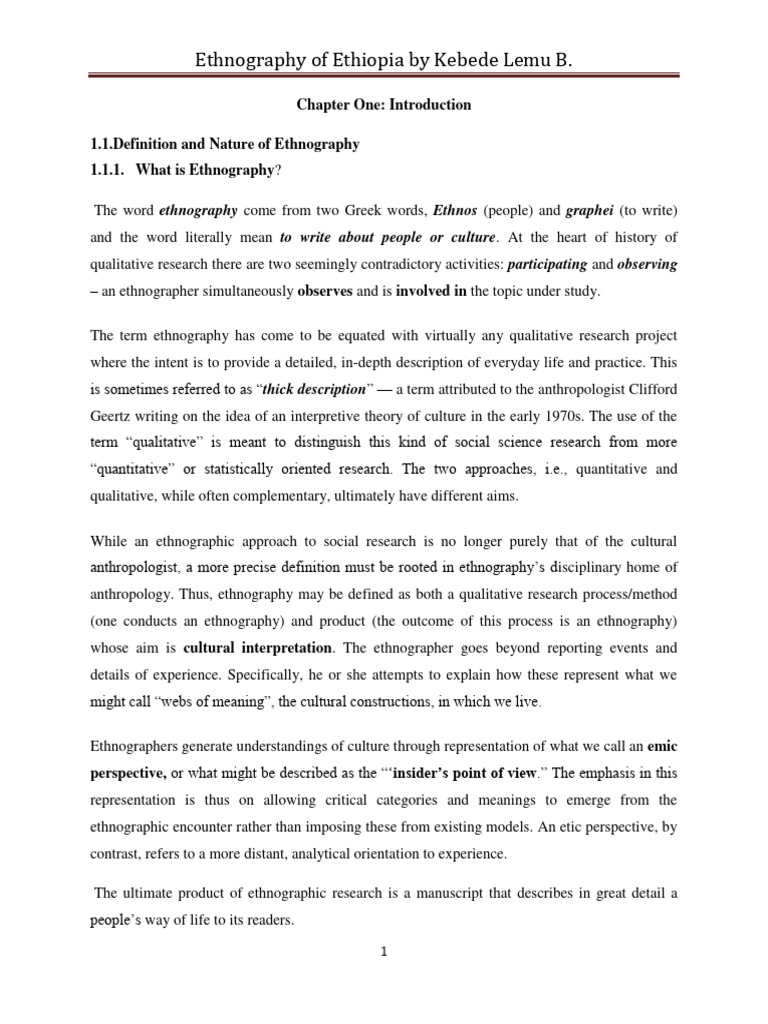 Ethnography Of Ethiopia Complied Materials Pdf Ethnography