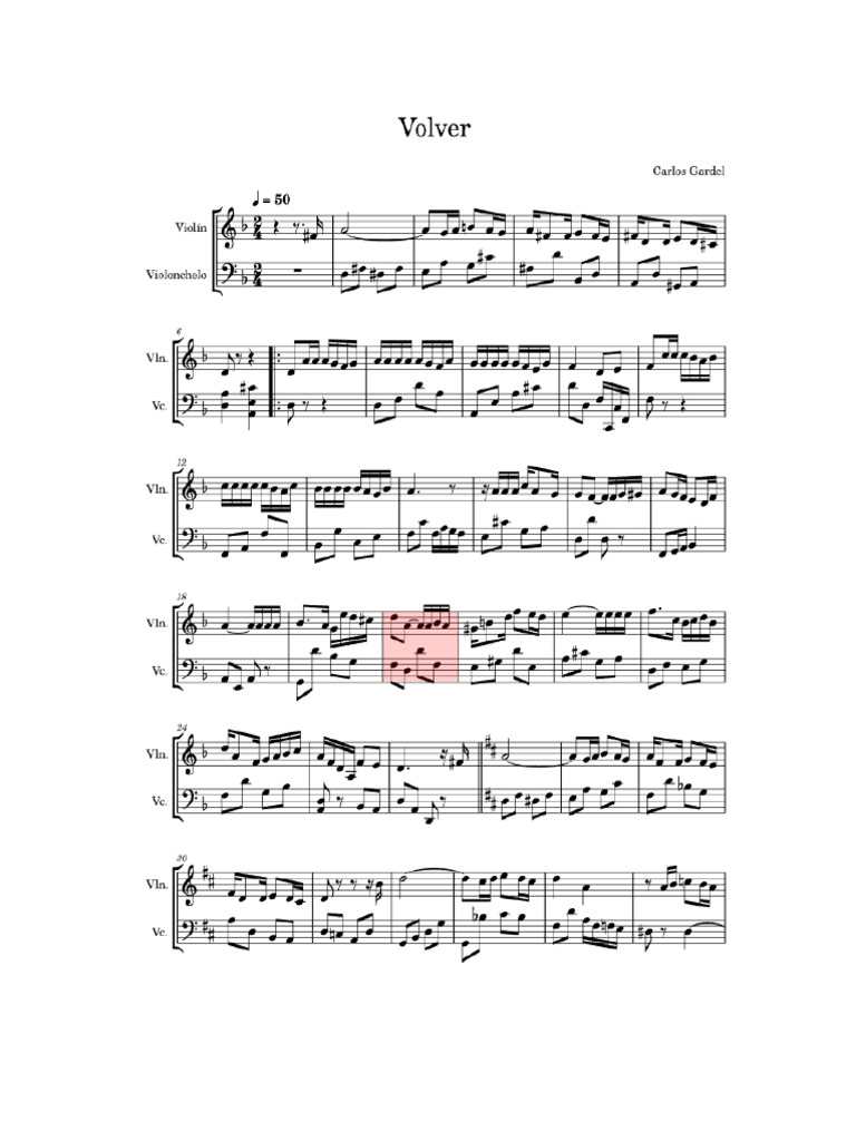 tango Volver Duo violin y cello | PDF