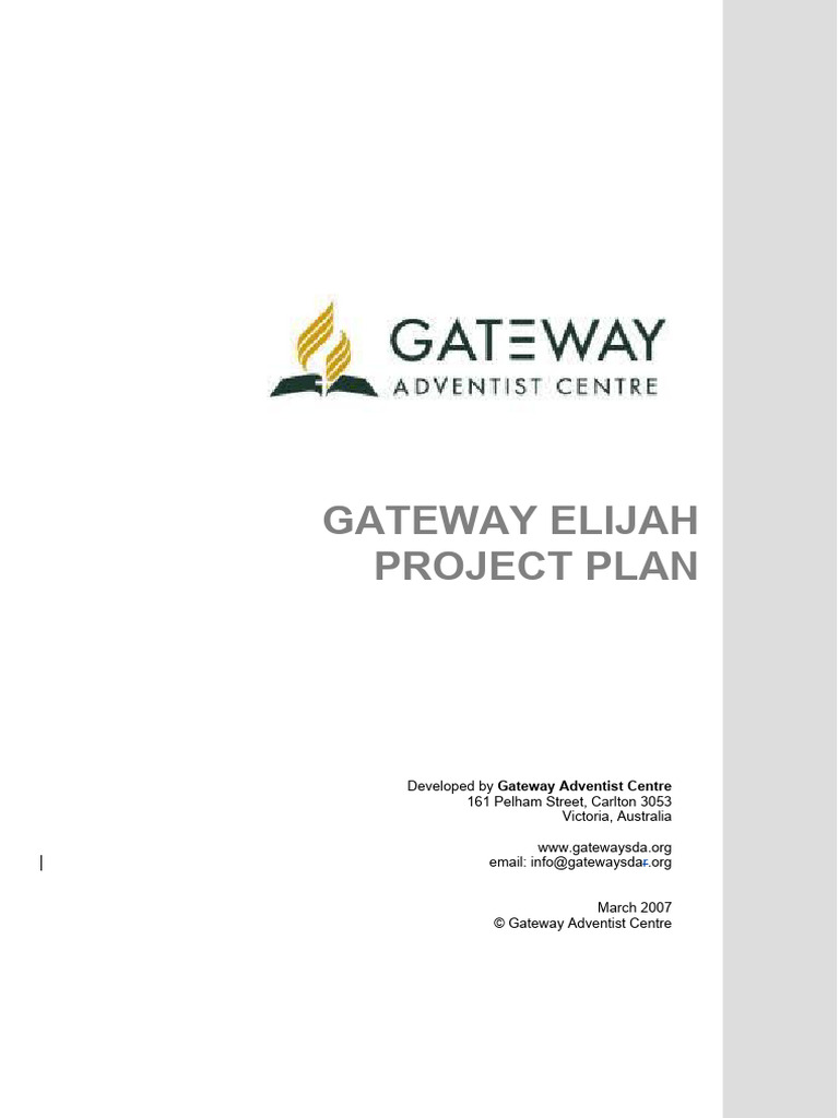 Leaders Info - Gateway Elijah Project Plan v1.1 | PDF