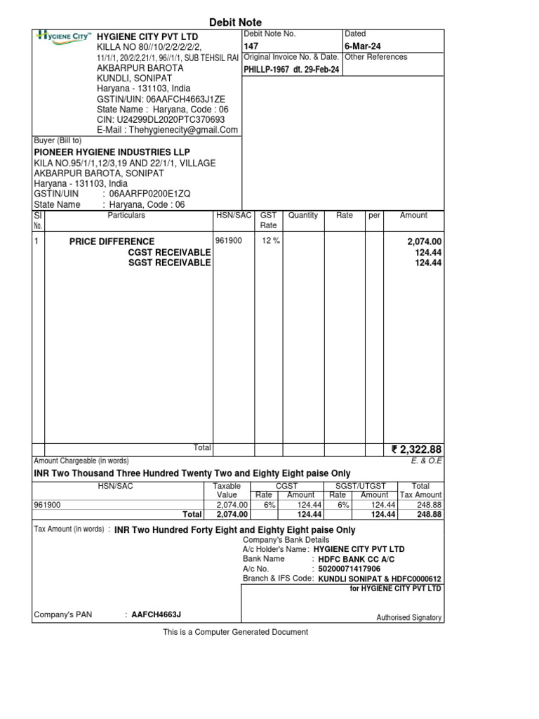 Business Debit Note | PDF | Economies | Public Finance