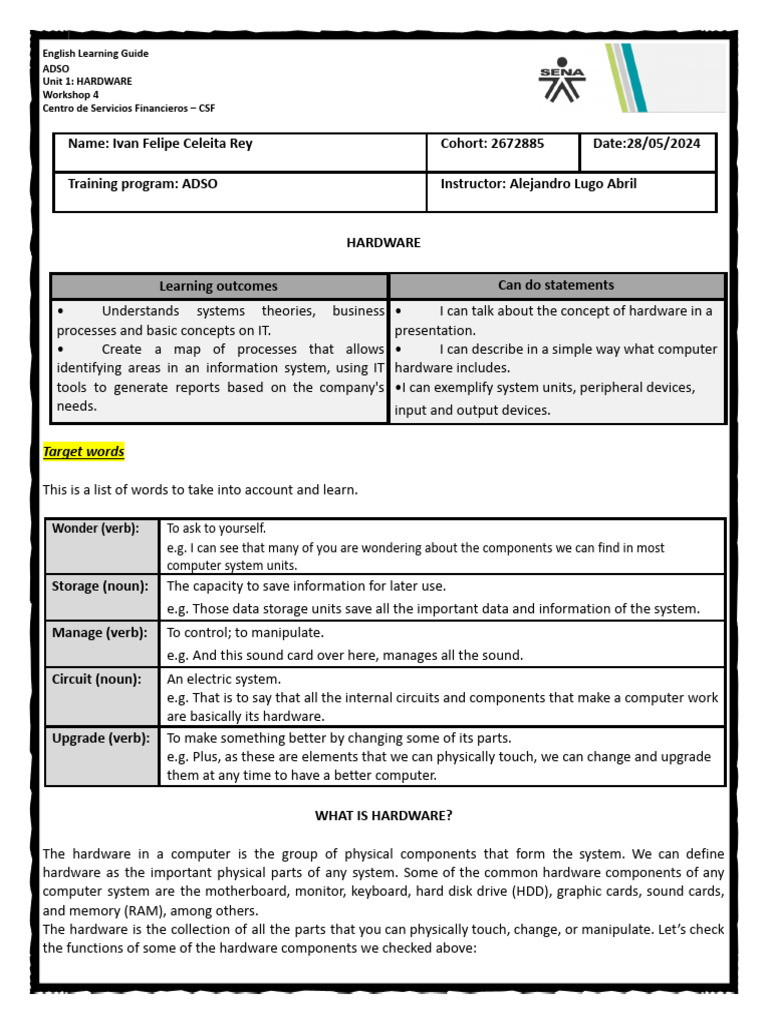 Workshop 4 Adso Student | PDF | Computer Hardware | Input/Output