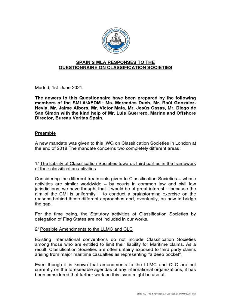 Final Version. Q Classification Societies | PDF | Tort | Negligence