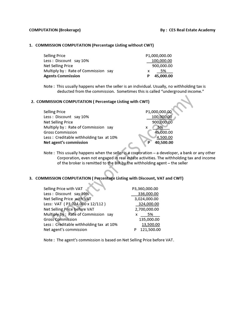 06a - Computation - Brokerage | PDF | Interest | Value Added Tax