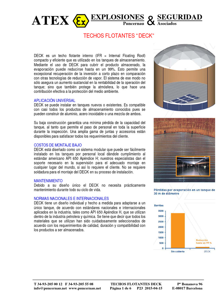 Techos Flotantes DECK: Eficiencia y Seguridad | PDF | Tanques | Acero
