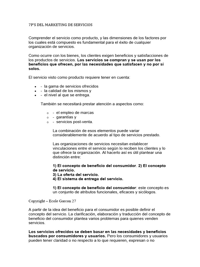 7PS Del Marketing de Servicios | PDF | Marketing | Mercado (economía)