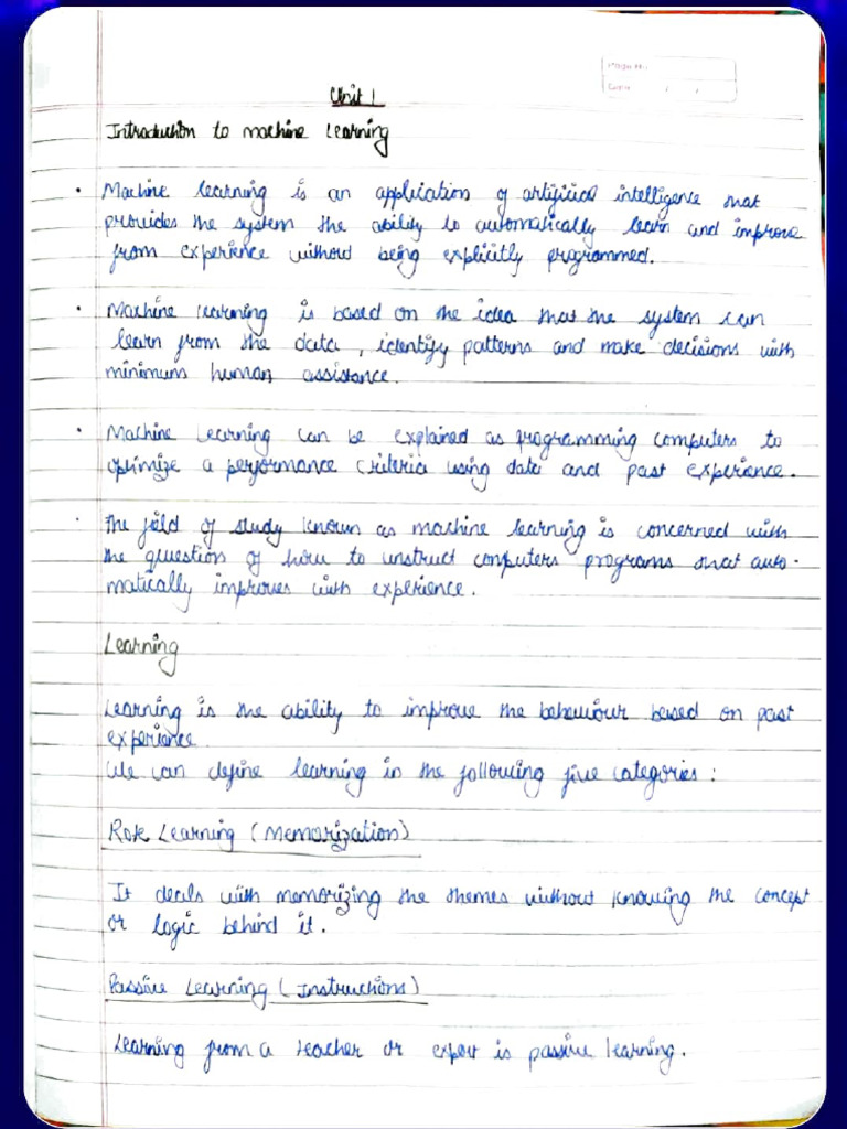 ML Unit 1 | PDF