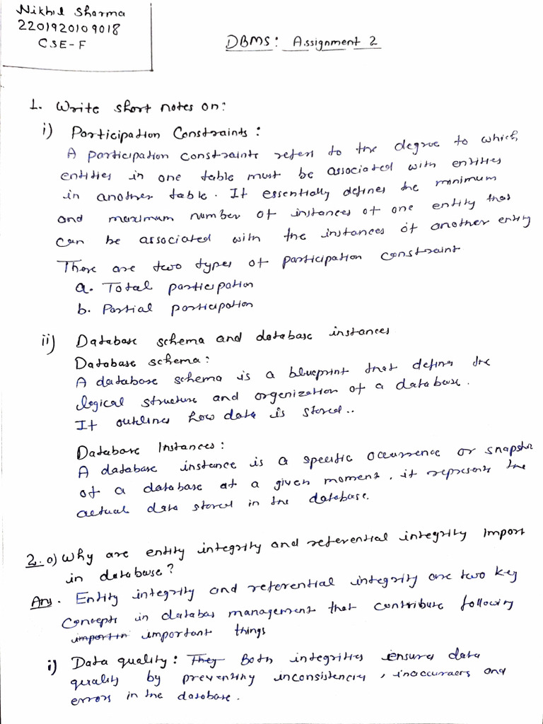 DBMS Ass 2 | PDF | Databases | Data Management Software